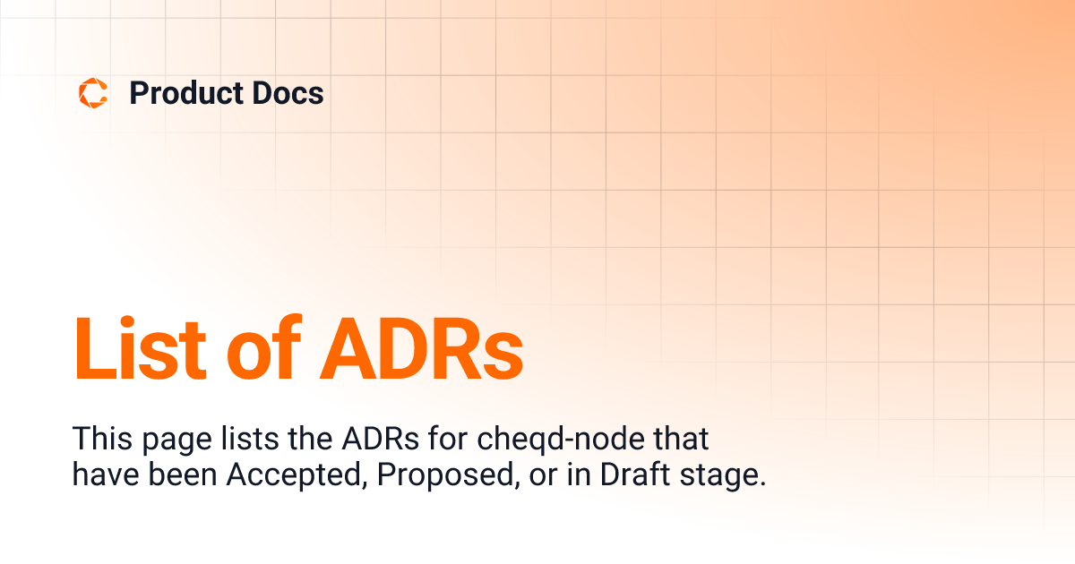 List of ADRs | Product Docs