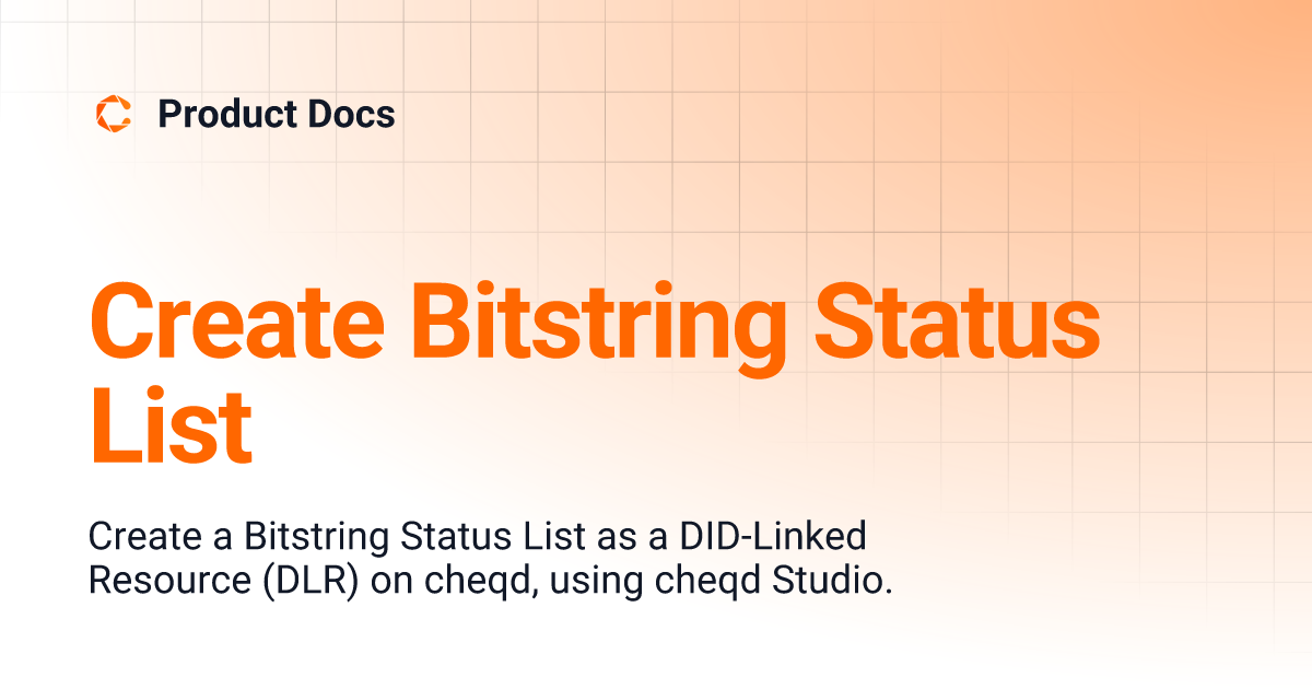 Create Bitstring Status List | Product Docs