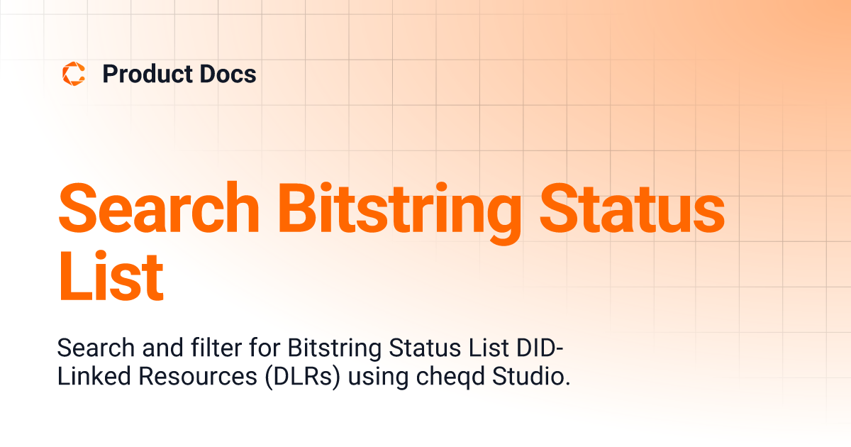 Search Bitstring Status List | Product Docs