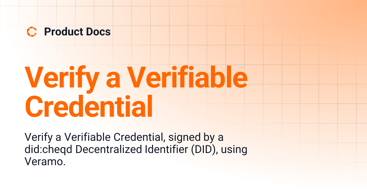 Verify a Verifiable Credential | Product Docs