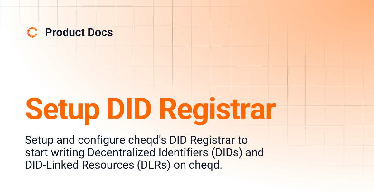 Setup DID Registrar | Product Docs