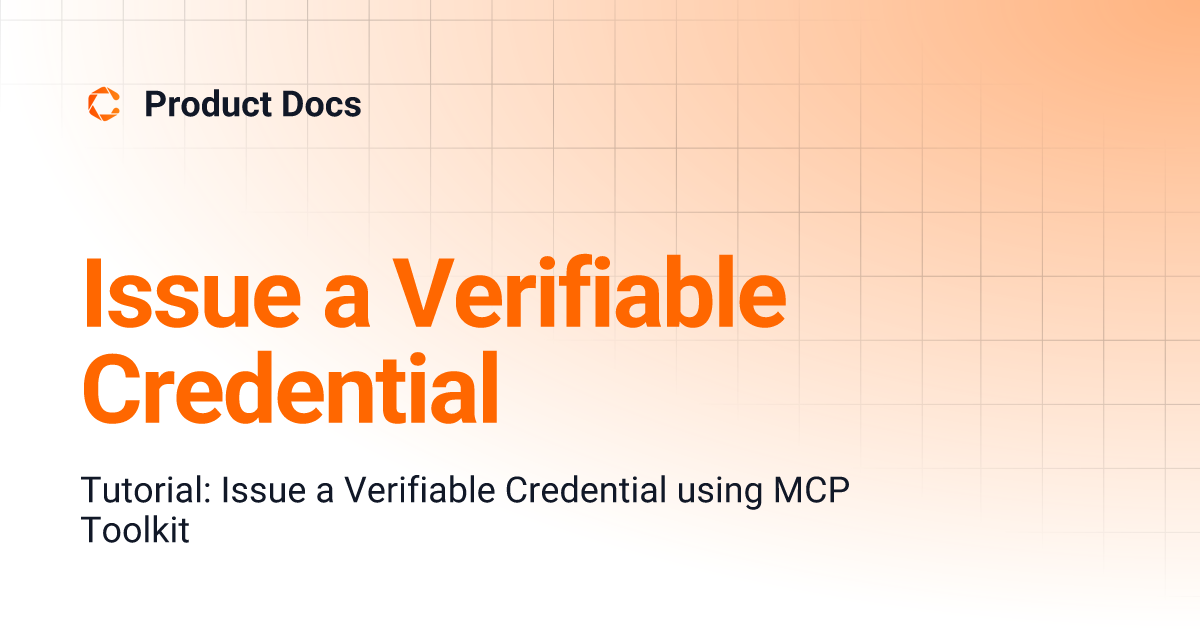 Issue a Verifiable Credential | Product Docs