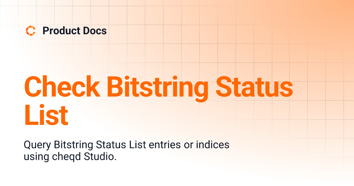 Check Bitstring Status List | Product Docs