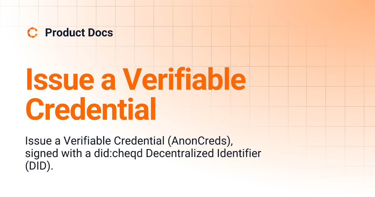 Issue a Verifiable Credential | Product Docs