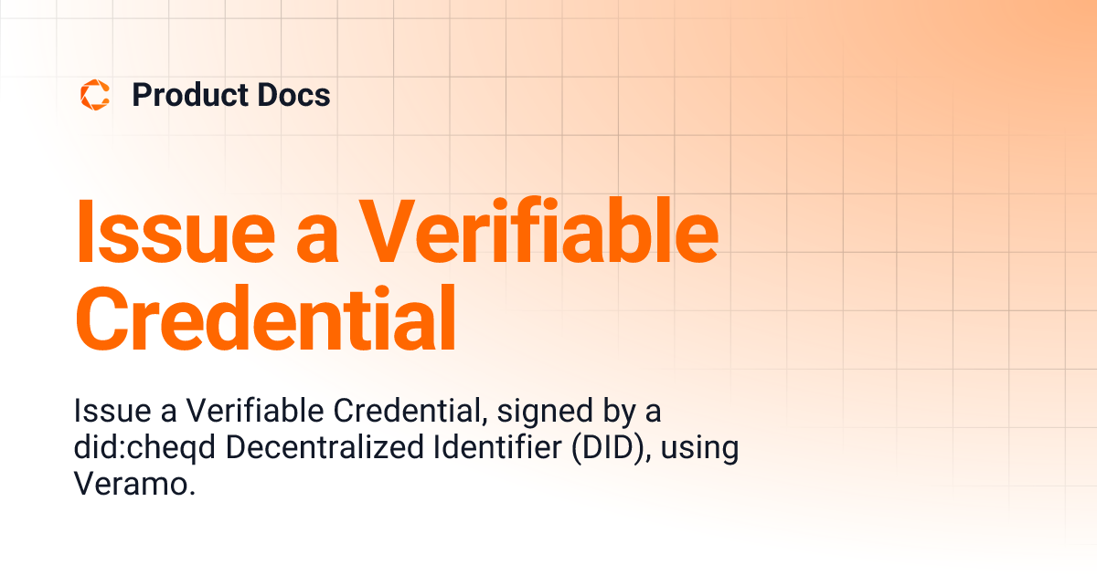 Issue a Verifiable Credential | Product Docs