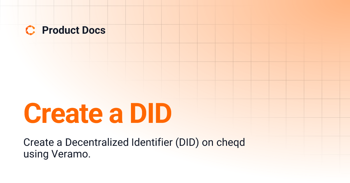 Create a DID | Product Docs